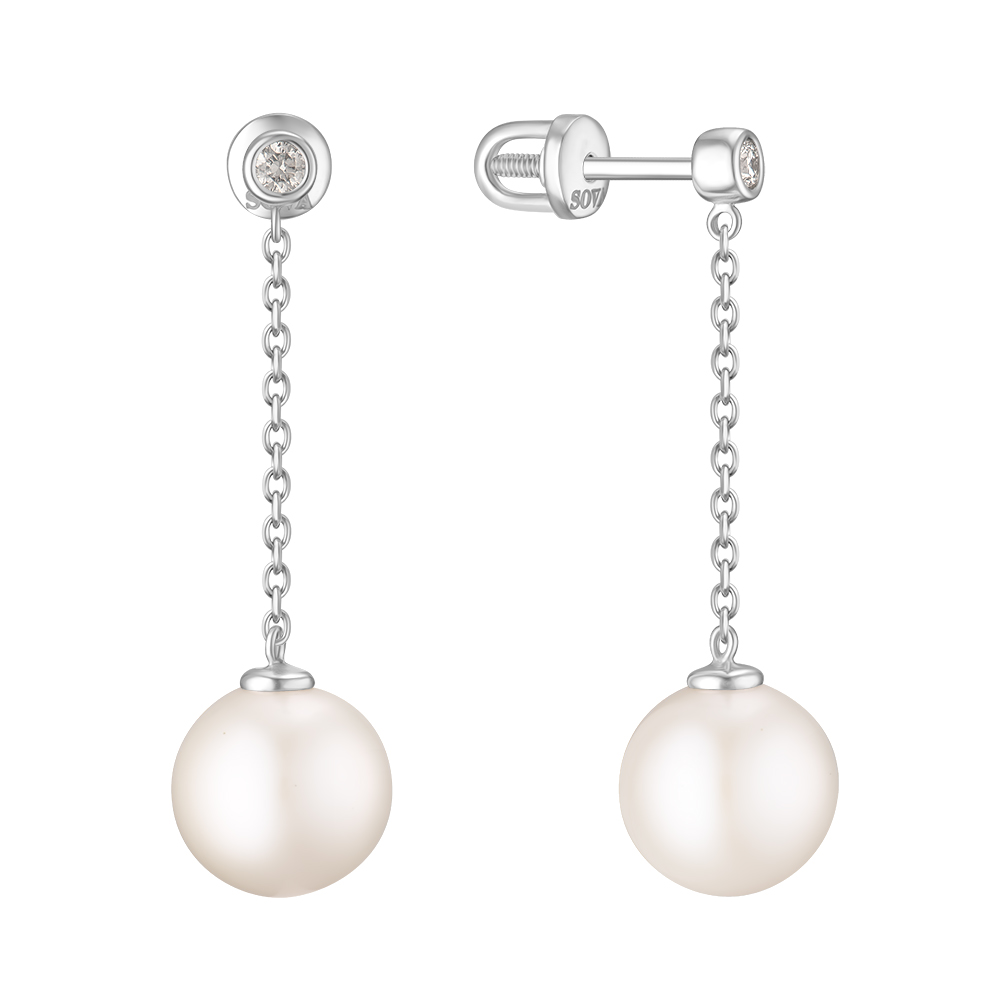 White gold earrings with pearls and diamonds. Code: 211151420201. Buy ...