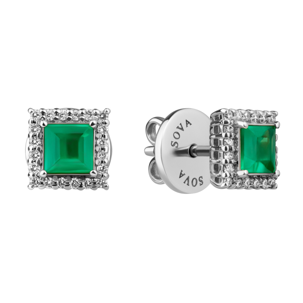 White gold earrings with emerald and diamonds. Code: 219215020201. Buy ...