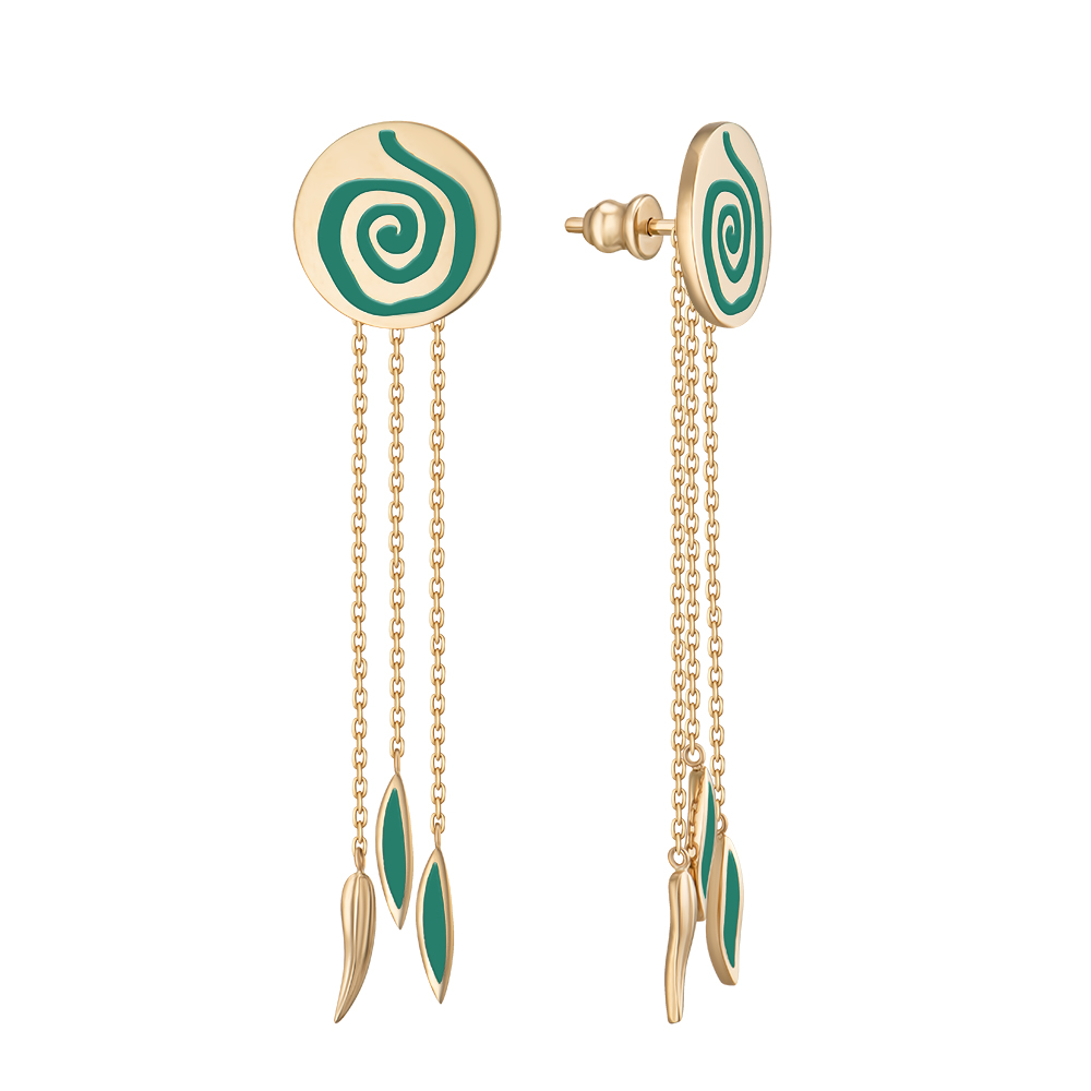 Yellow gold mono earring with enamel. Vendor code: 260954710301. Buy ...