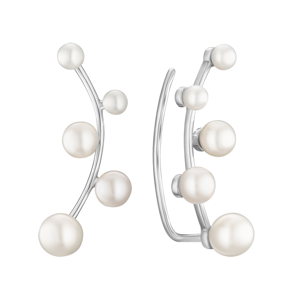 White gold earrings with pearls. Code: 211057110201. Buy earrings ...